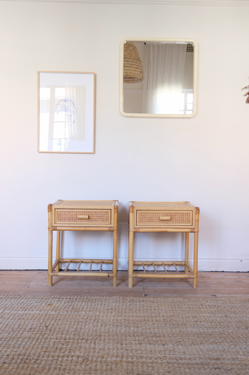 Pair of cane bed side tables – Maison Cape Town