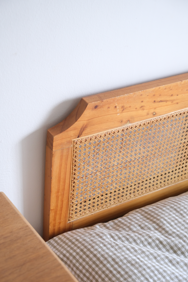 Queen size wood and rattan headboard – Maison Cape Town